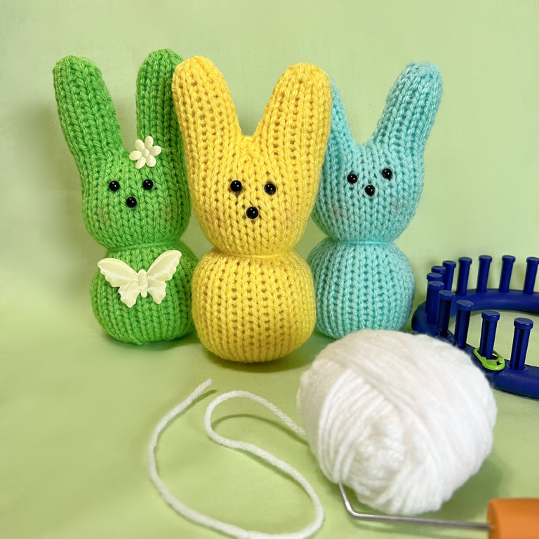 Loom Knit Marshmallow Bunny Pattern - LoomaHat.com
